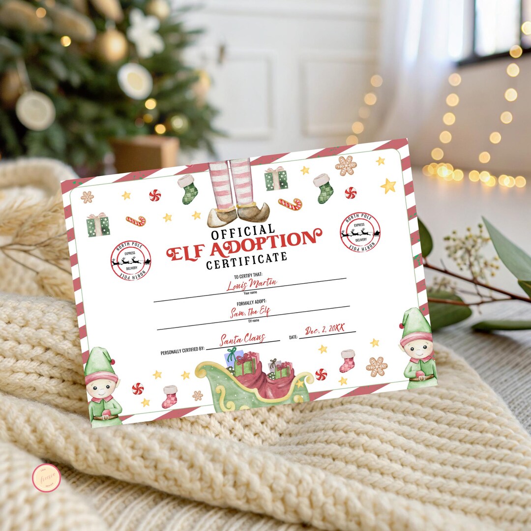Editable Elf Adoption Certificate, Christmas Elf Letter (instant ...