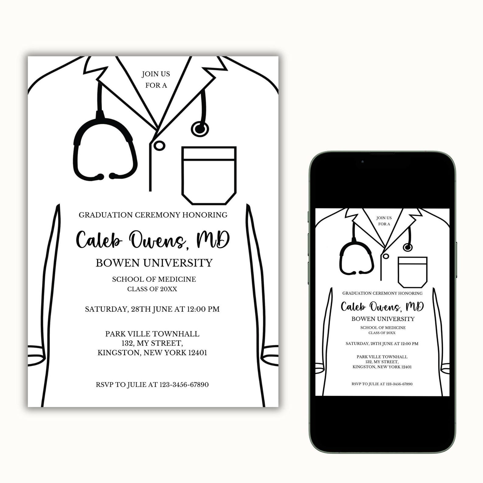 Medical School - Bsn - Rn Graduation Party Invitation Template - Nurse ...