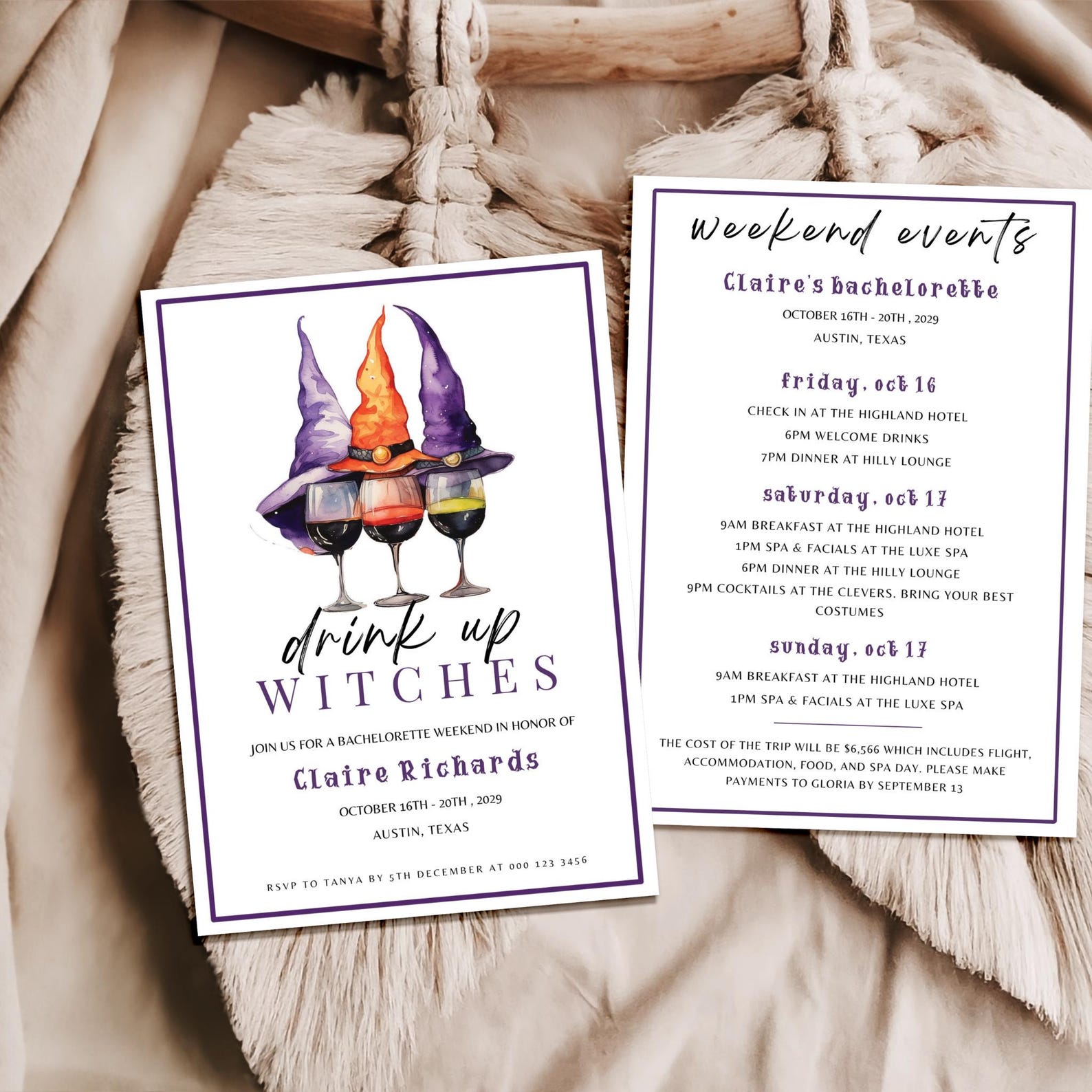 Drink up Witches Bachelorette Invitation - Editable Halloween Invite ...