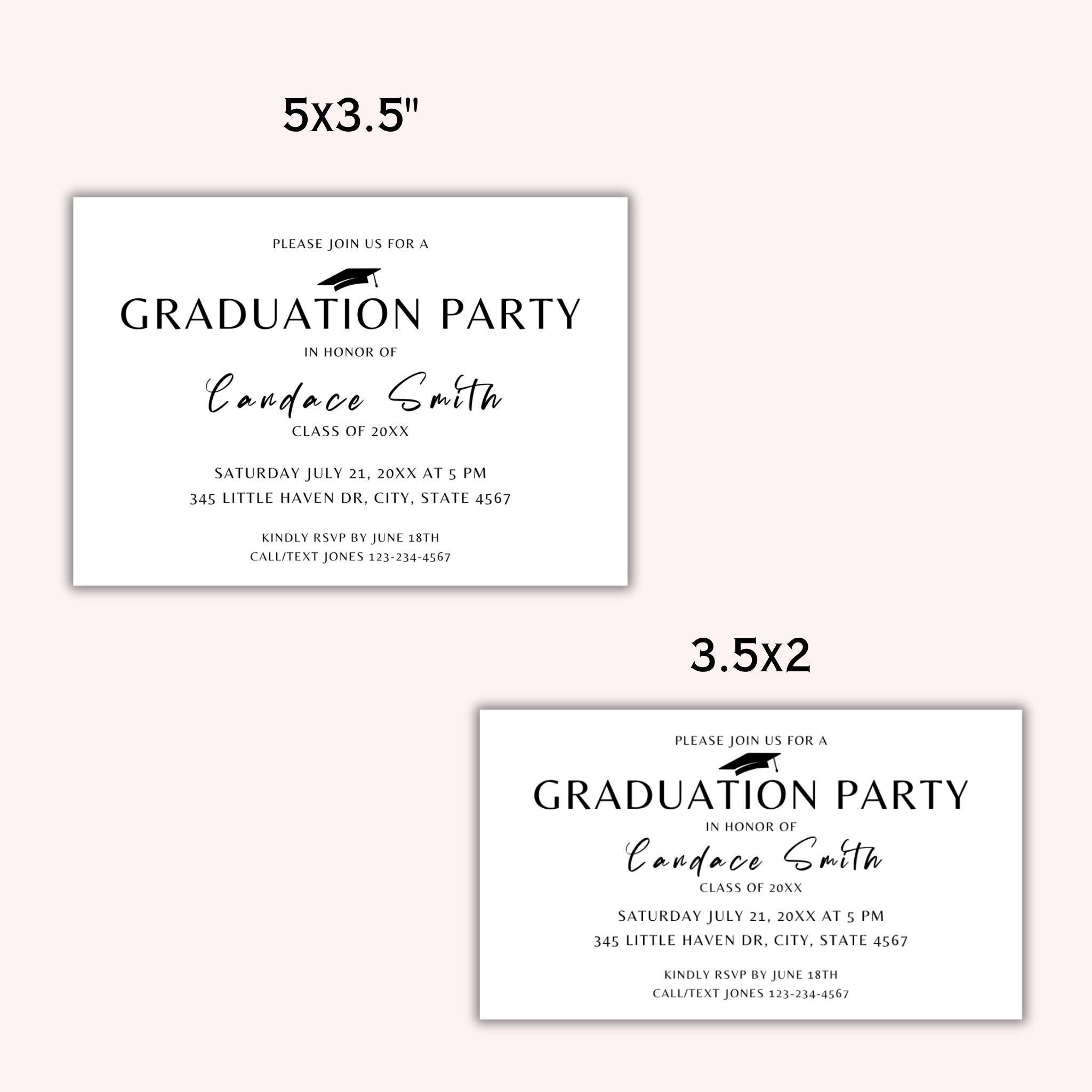 Mini Grad Invitation Template - Graduation Party Invitation Insert Card ...