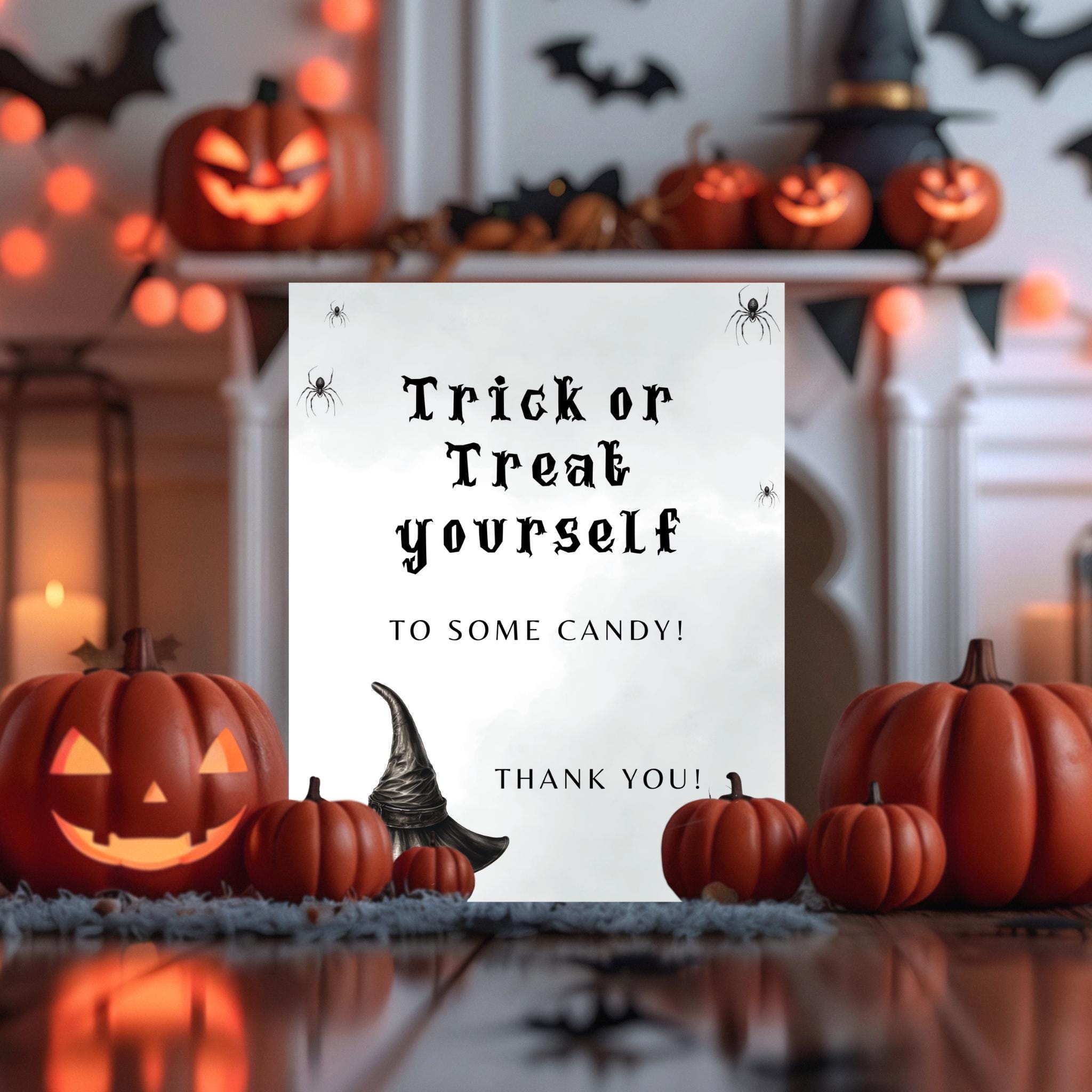 Editable Halloween Table Sign Template - Printable Witch Hat Party ...