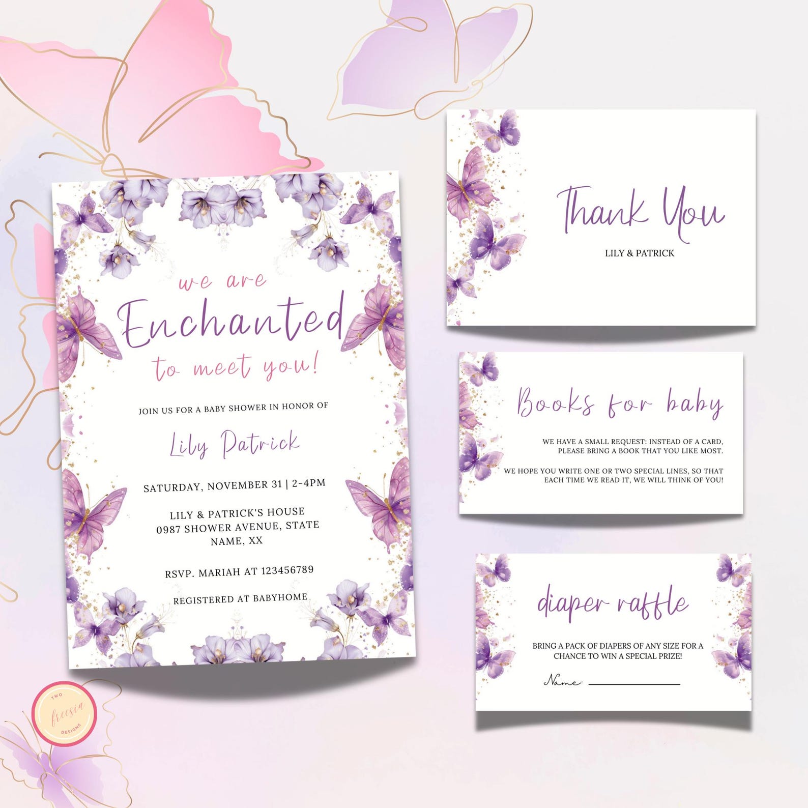 Enchanted to Meet You Baby Shower Invitation Bundle, We're Enchanted to ...