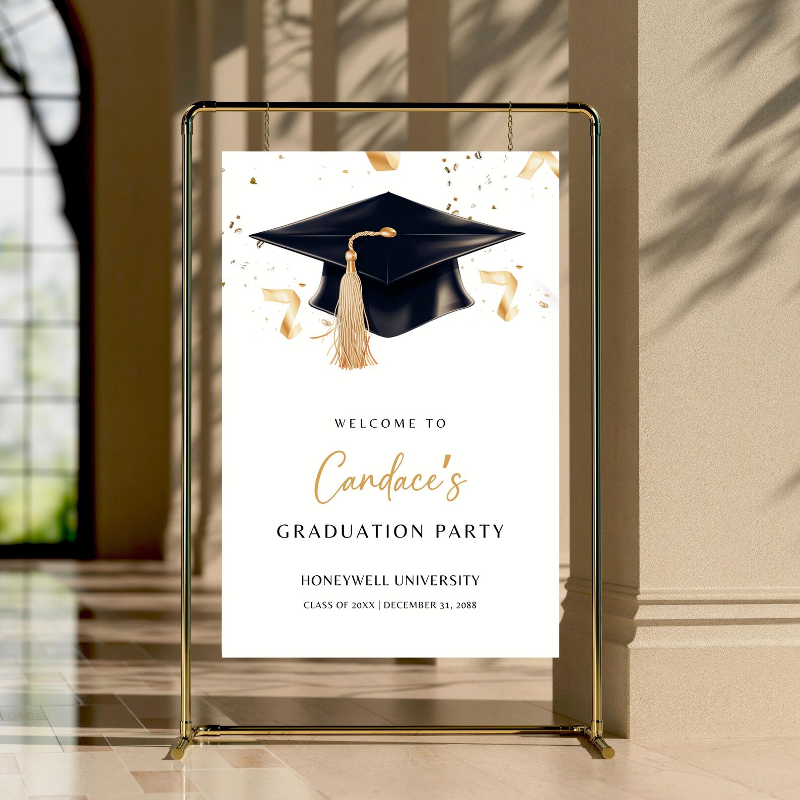 Gold & Black Graduation Party Welcome Sign Template (digital Download ...