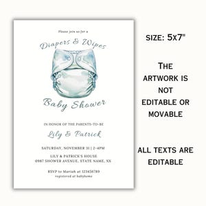 Diapers and Wipes Shower Invitation, Diaper Shower Invite, Gender ...