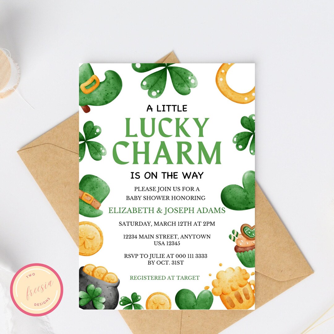 St Patrick's Day Baby Shower Invitation - A Lucky Charm - Shamrock Baby ...