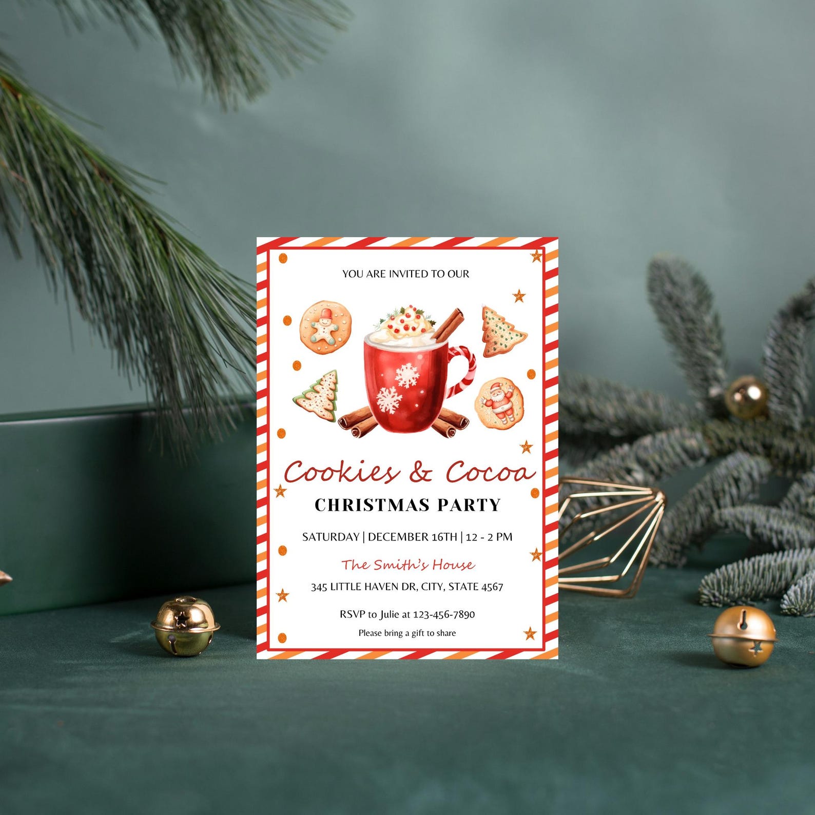 Cookies & Cocoa Christmas Party Invitation - Editable and Printable ...