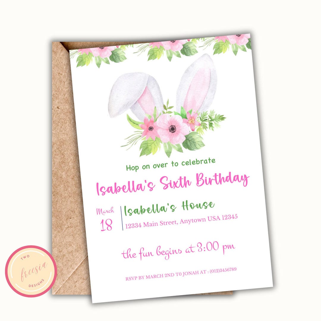 Editable Easter Birthday Invitation - Some Bunny Birthday Invite ...