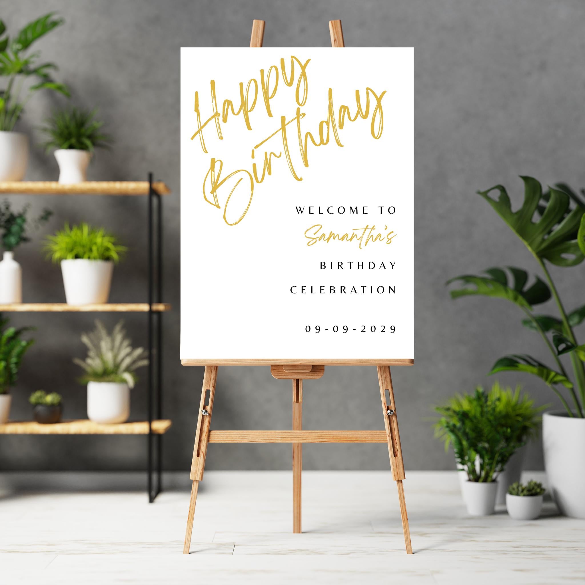 Happy Birthday Welcome Sign - Editable Canva Template - Minimalist ...