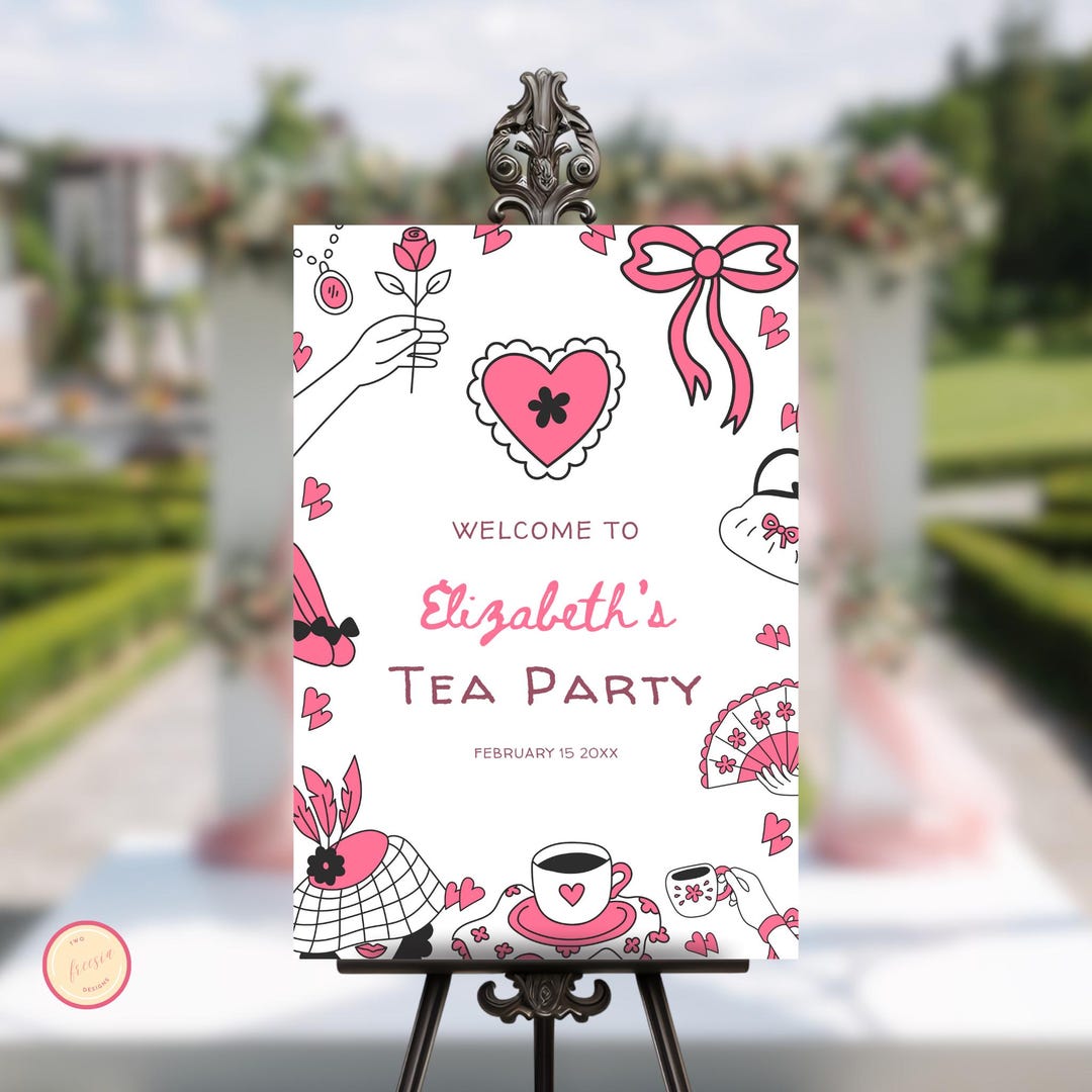 Editable Tea Party Welcome Sign - Hand Drawn Par-tea DIY Banner ...