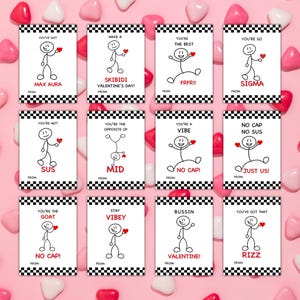 Gen Z Slang Valentine Cards, Funny Printable Classroom Valentine, Kids ...