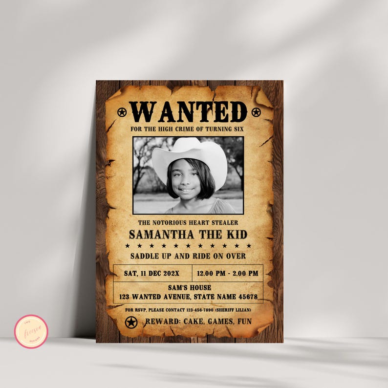 Wanted Poster Invitation Template With Photo, Cowboy Cowgirl Invitation ...