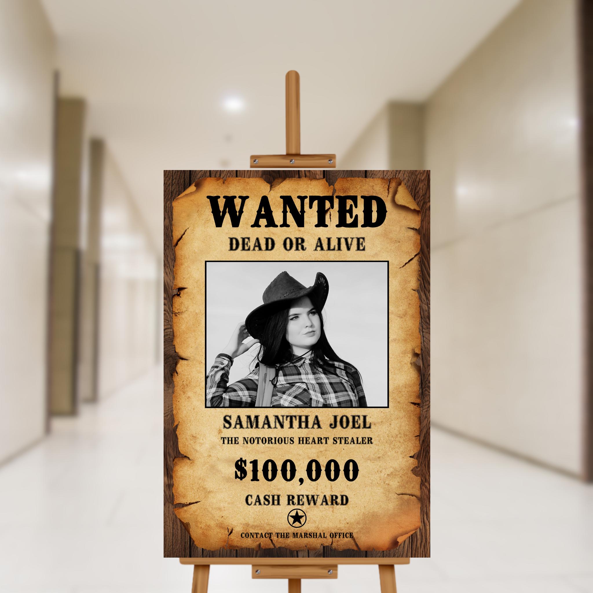 Customizable Wanted Poster Template, Wild West Party (canva, Digital ...