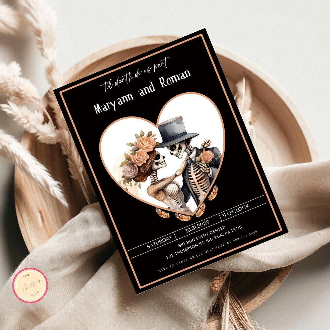Til Death Do Us Part Halloween Wedding Invitation - Editable Template ...