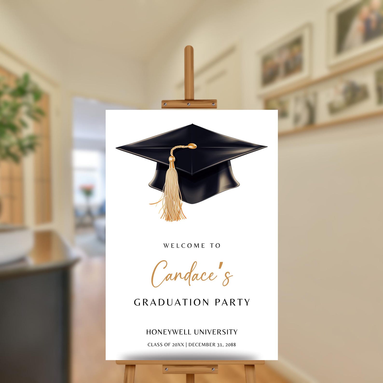 Graduation Hat Party Welcome Sign Template, Grad Party Celebration ...