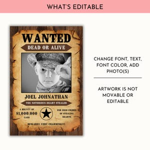 Editable Wanted Poster Template, Wanted Poster Welcome Party Sign, Wild ...