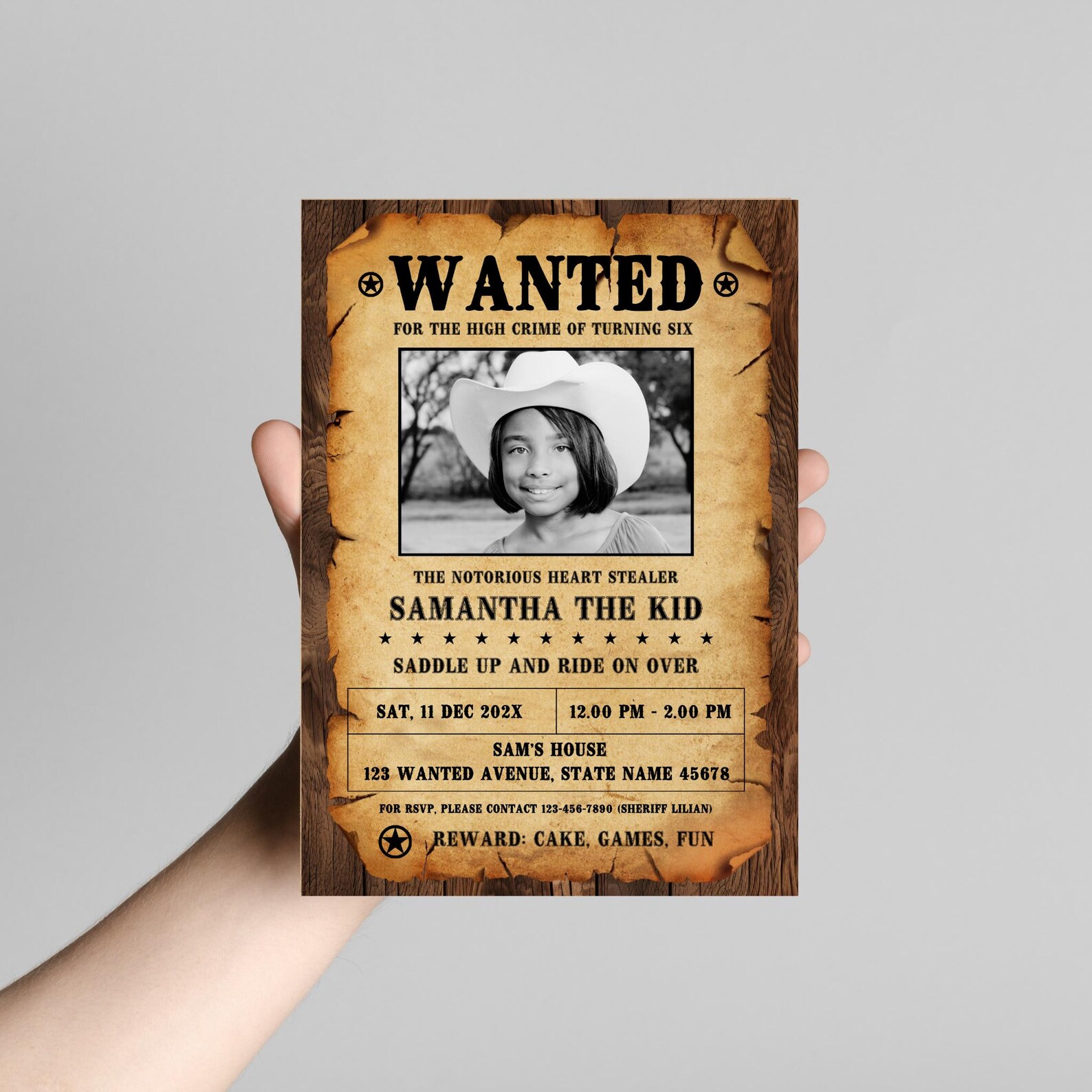 Wanted Poster Invitation Template With Photo, Cowboy Cowgirl Invitation ...