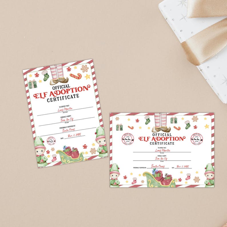 Editable Elf Adoption Certificate, Christmas Elf Letter (instant ...