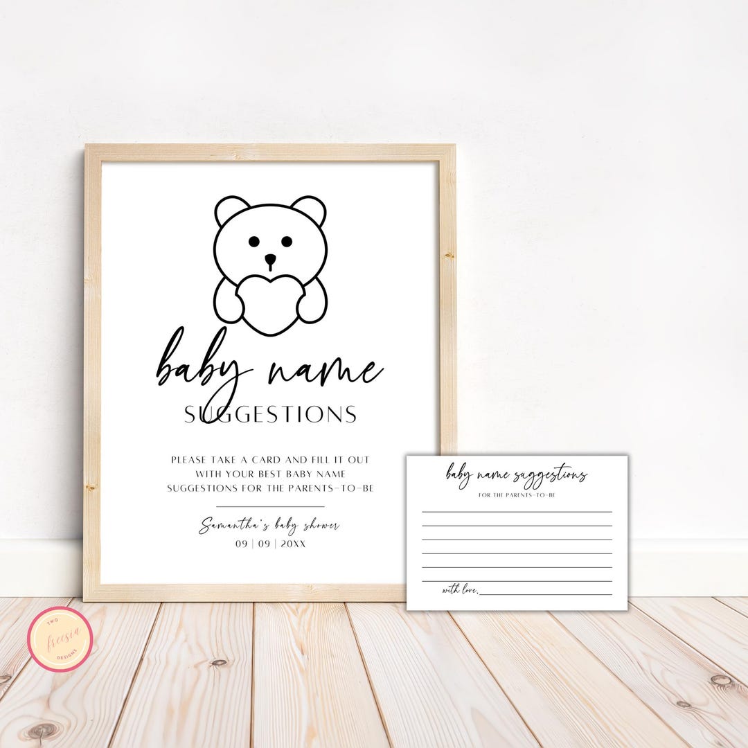 Baby Name Suggestions Sign & Card Template, Gender Neutral, Minimalist ...