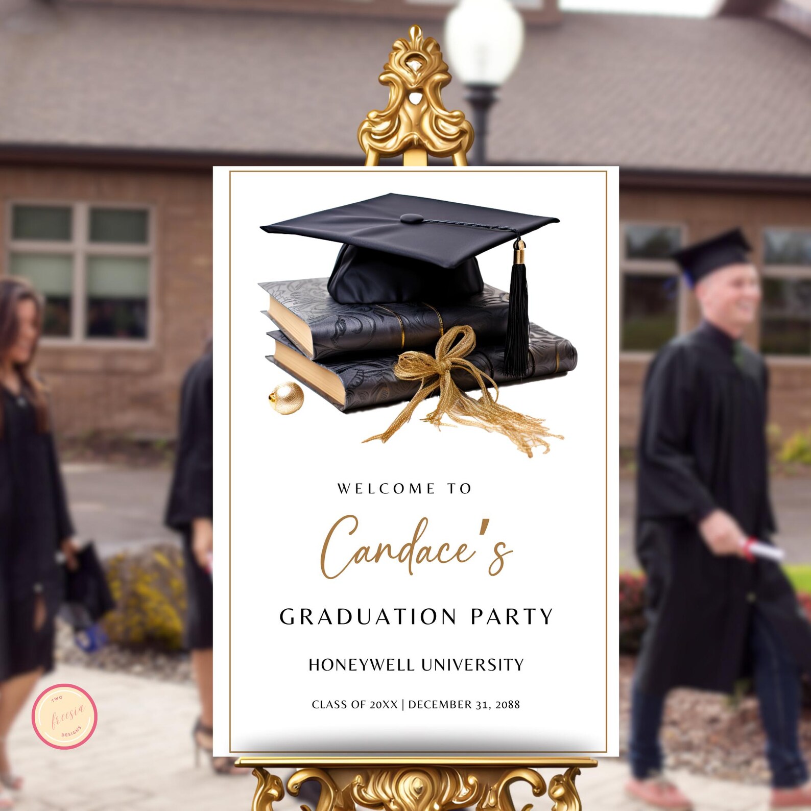 Graduation Hat Party Welcome Sign Template, Grad Party Celebration ...