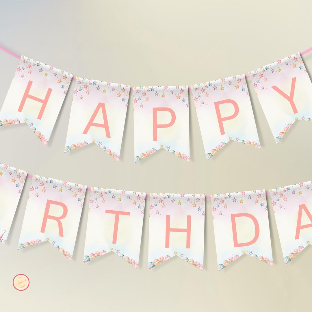 A Sweet Celebration Birthday Banner, Editable Candy Party Decoration ...