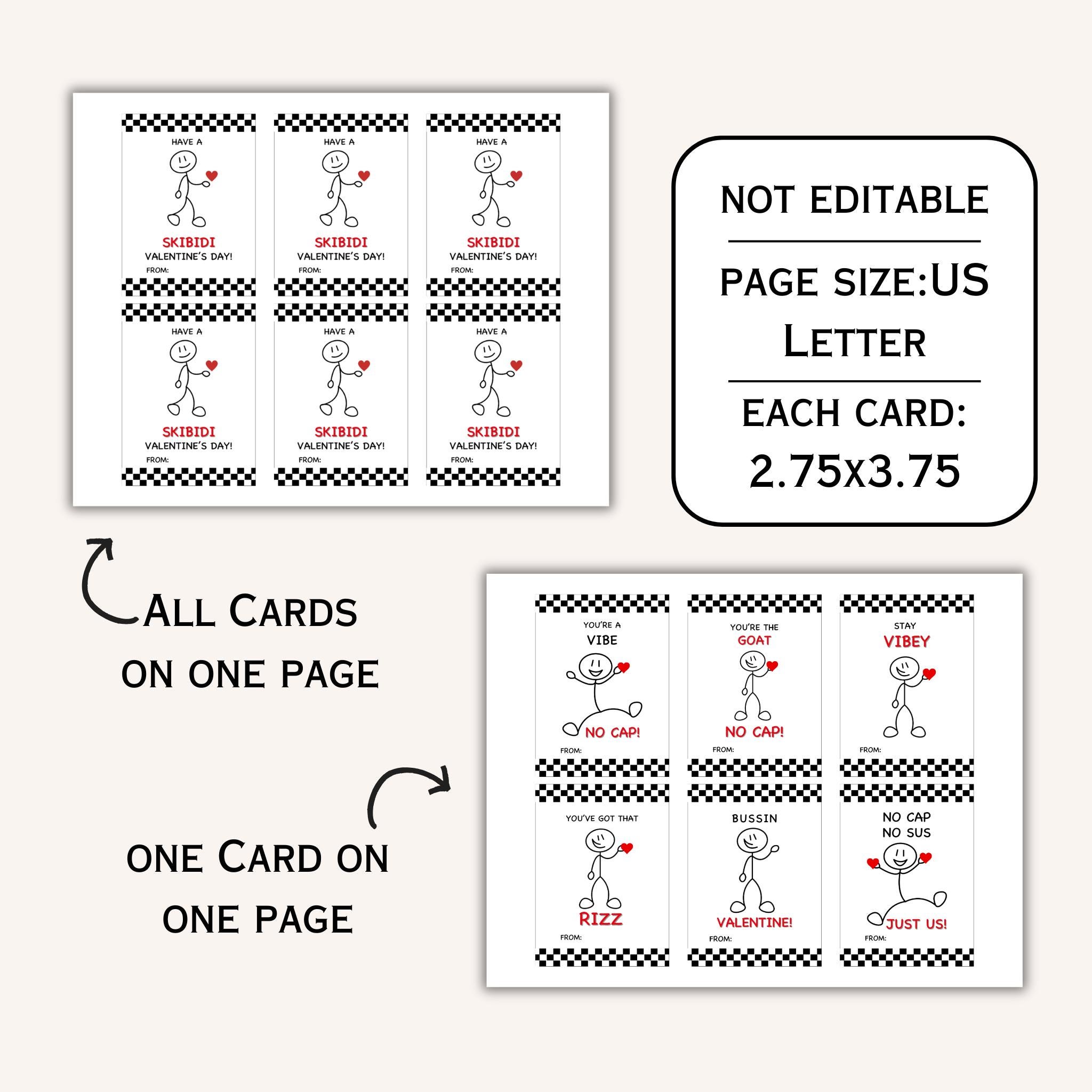 Gen Z Slang Valentine Cards, Funny Printable Classroom Valentine, Kids ...