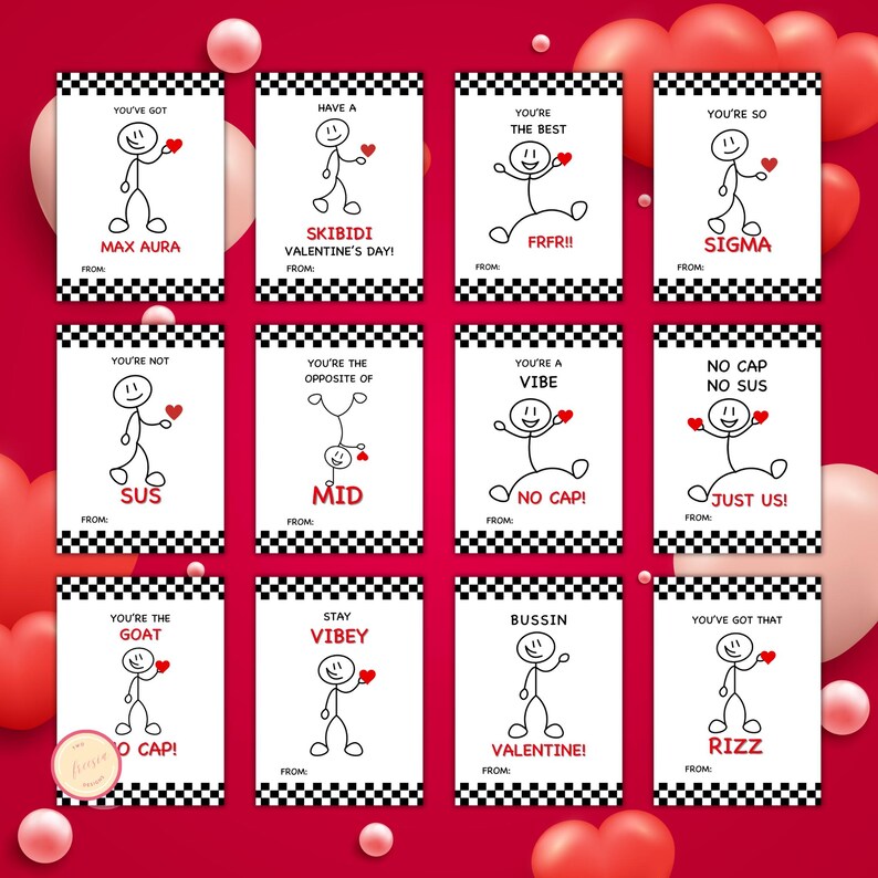 Editable Gen Z Slang Valentine Cards, Funny Printable Classroom ...