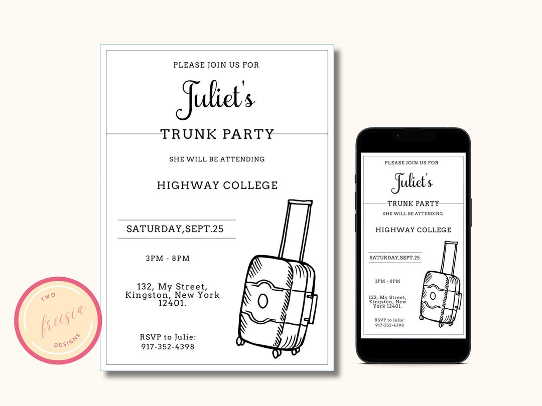 Trunk Party Digital Invitation - College Going Away Party Invitation ...