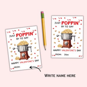Printable Popcorn Valentine Gift Tag Template - Popcorn Valentine's Day ...