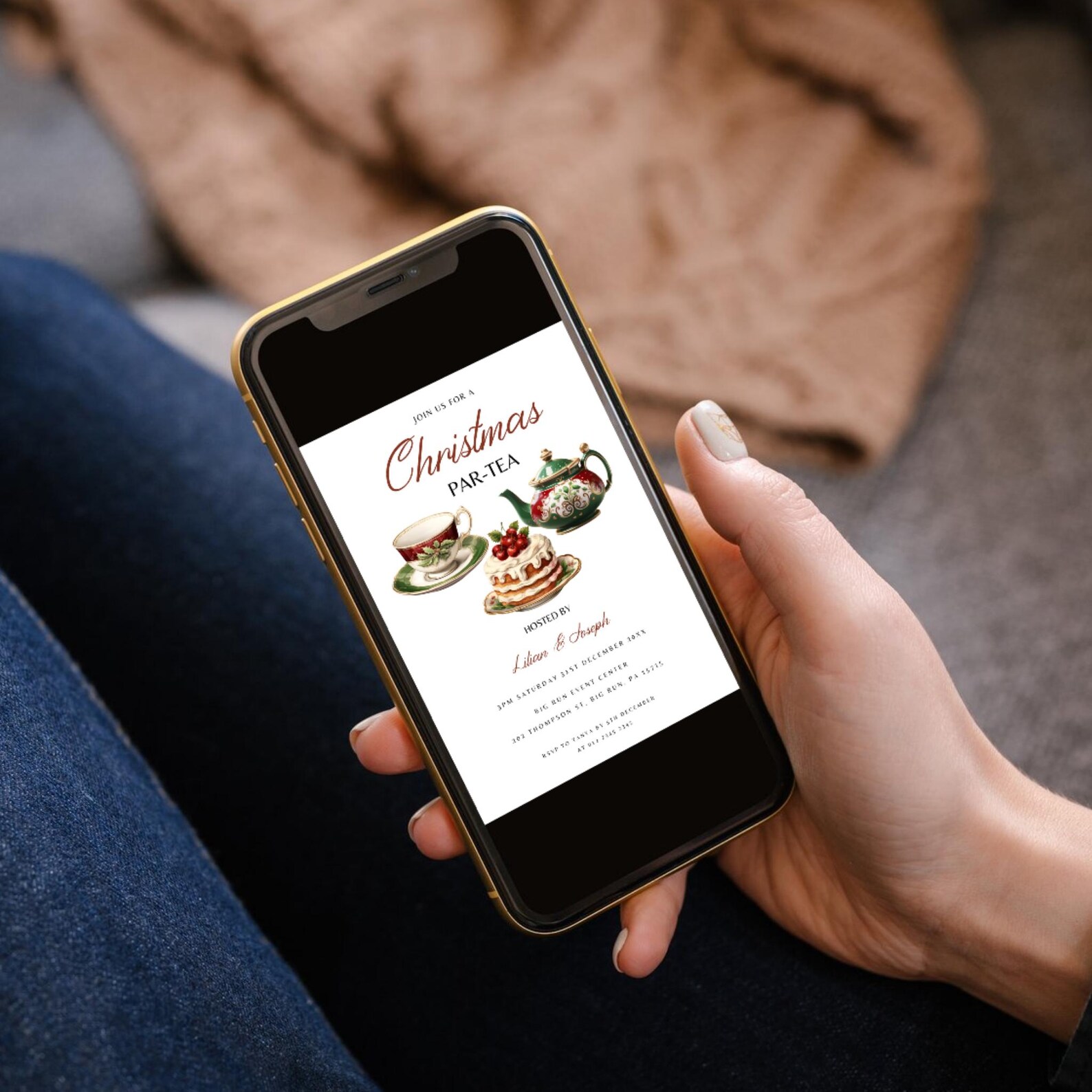 Editable Christmas Tea Party Invitation Template - Holiday Tea Party ...