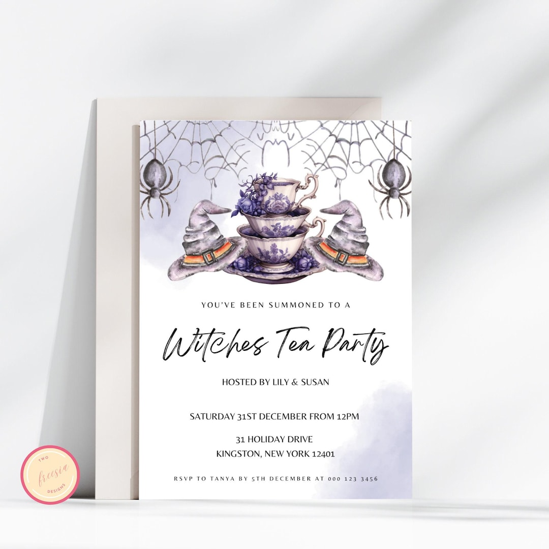 Halloween Witches Tea Party Invitation - Halloween Bridal Shower ...