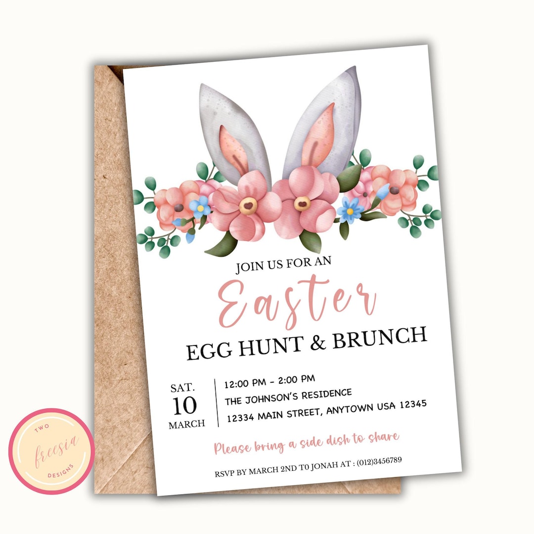 Editable Easter Egg Hunt & Brunch Invitation Template - Easter ...