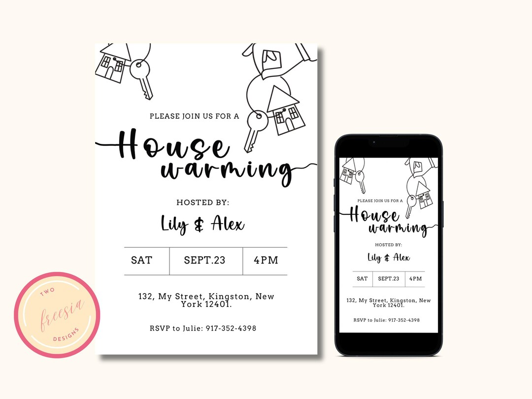 Minimal House Warming Invitation - Editable House Warming Text ...