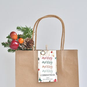 Merry Christmas Gift Tag Printable - Holiday Party Favor Tag - Editable ...