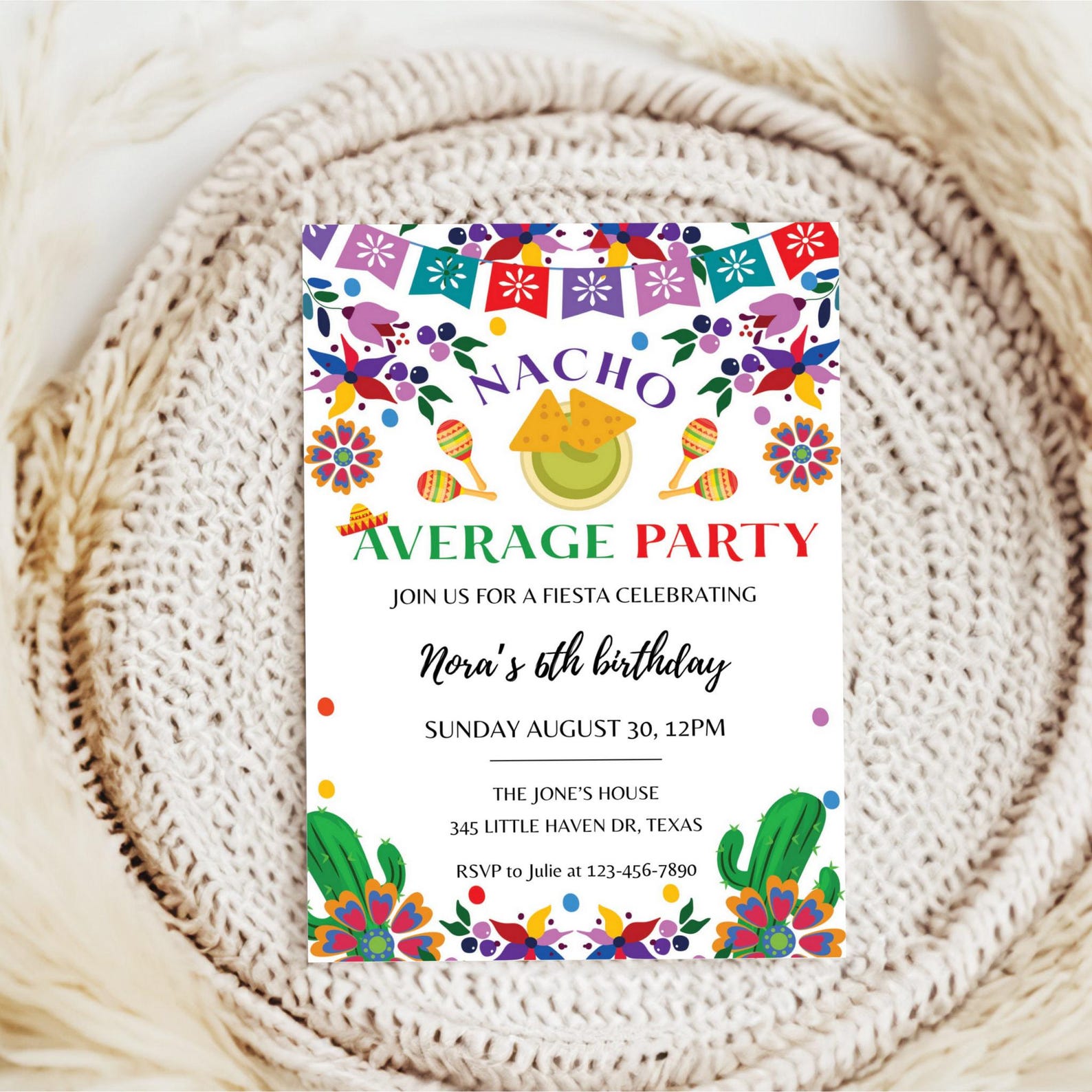 Nacho Average Party Invitation Any Age Taco Invite Mexican Fiesta Theme ...