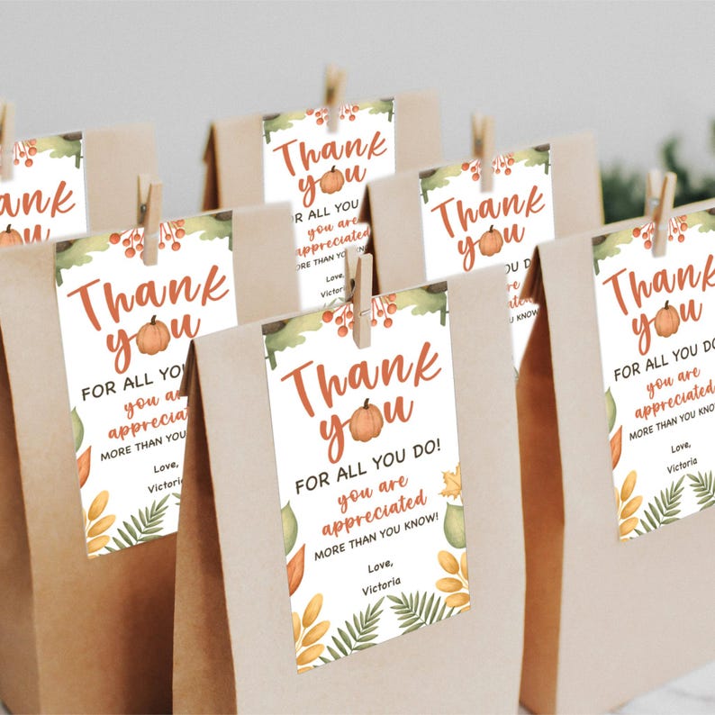 Fall Thank You Tags - Fall Appreciation Tags for Staff Appreciation ...