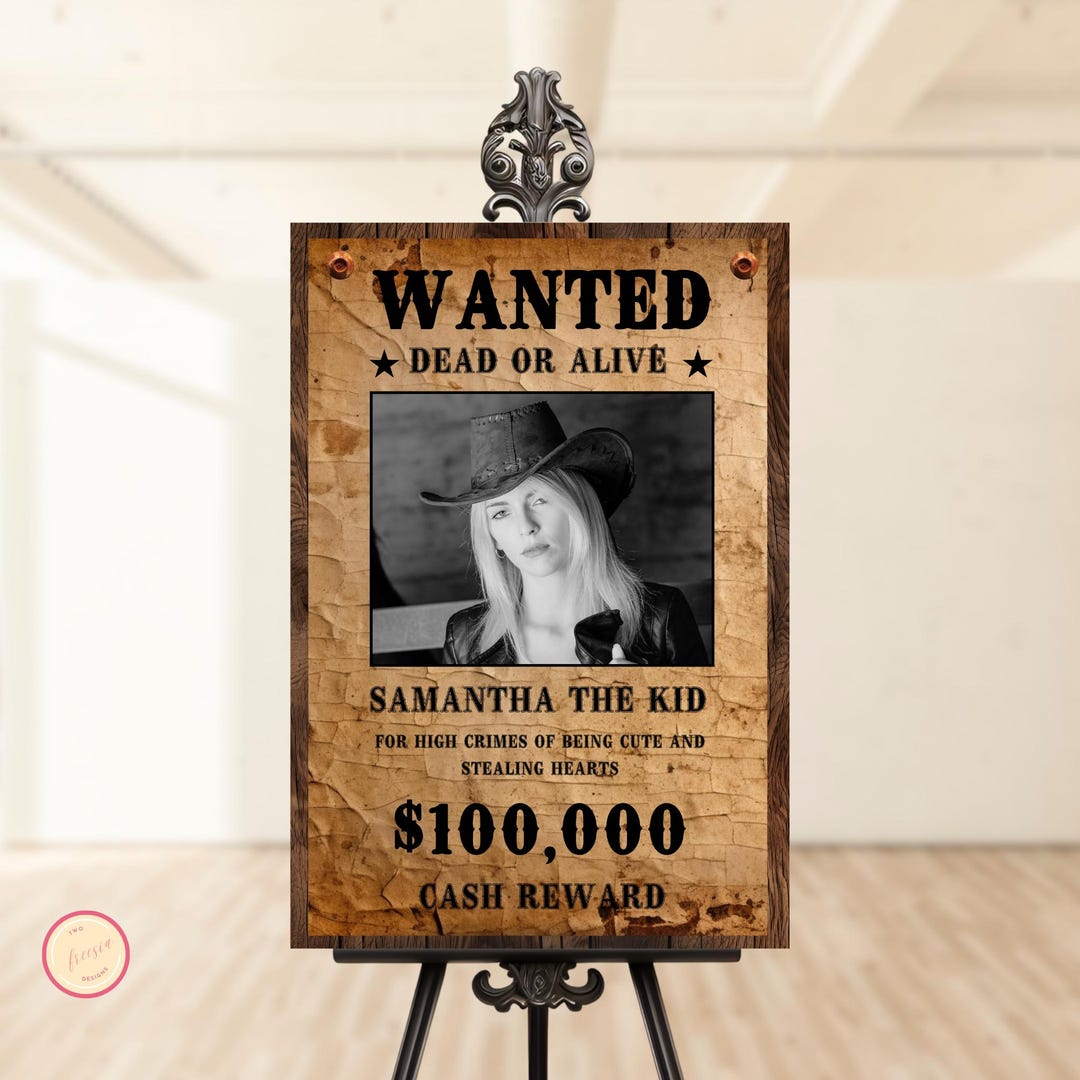 Wanted Poster Template, Custom Editable Wanted Poster Welcome Party ...
