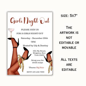 Girls Night Out Invitation Template - Editable Ladies Night Out ...