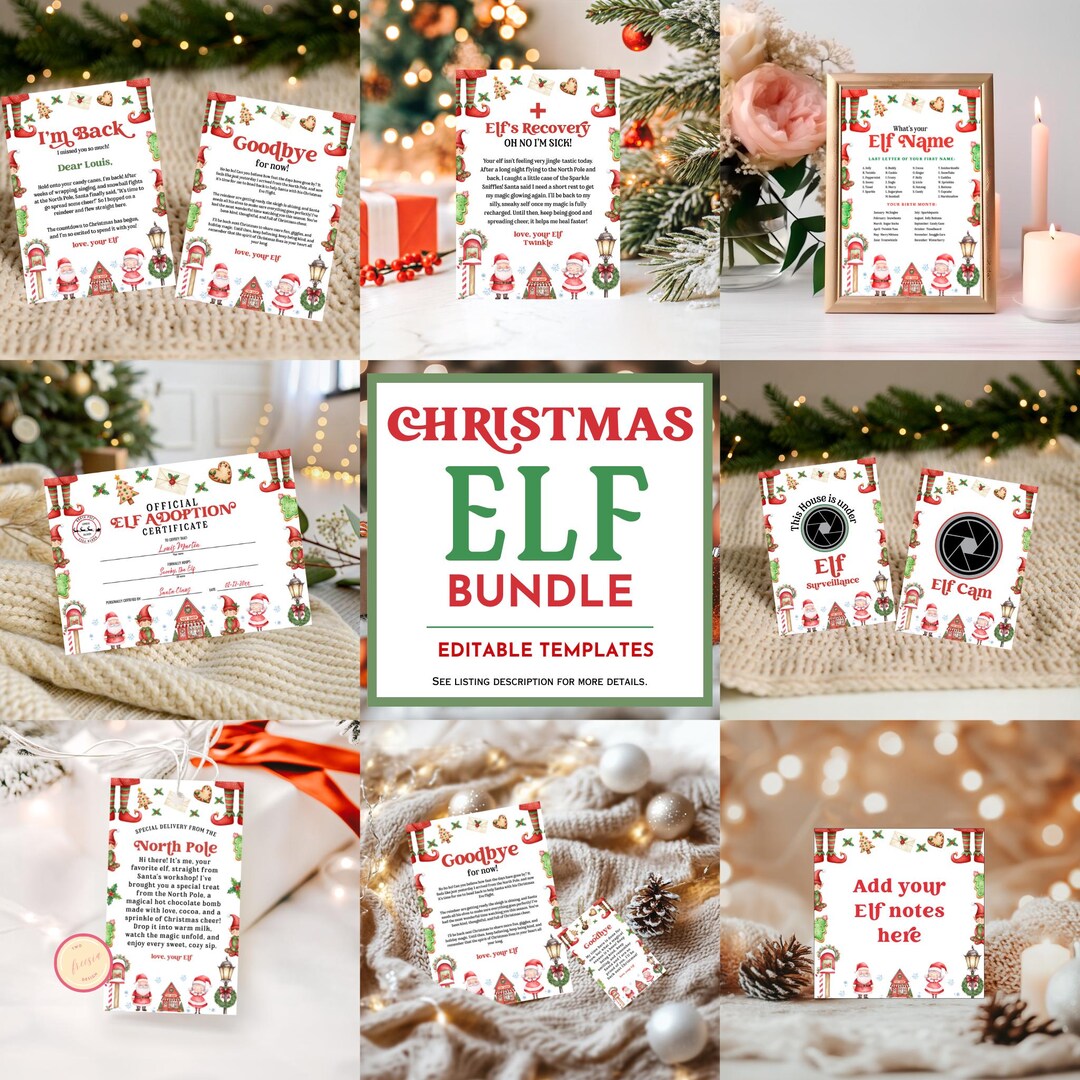 Editable Elf Activity Kit Bundle, Christmas Letters, Signs (instant ...