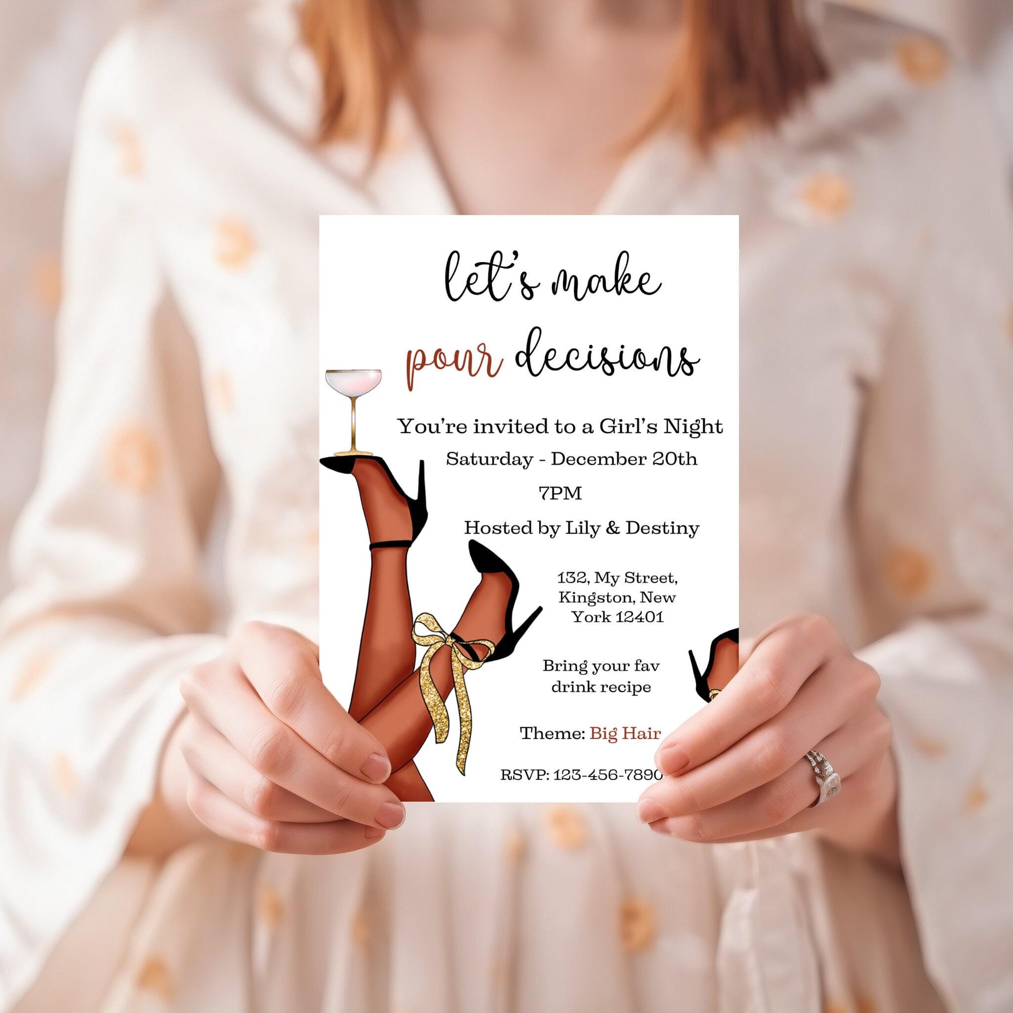 Let's Make Pour Decisions Invitation Template - Editable Ladies Night ...