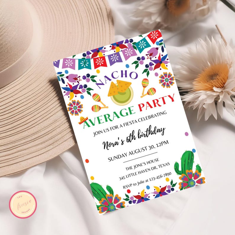 Nacho Average Party Invitation - Any Age Taco Invite - Mexican Fiesta ...
