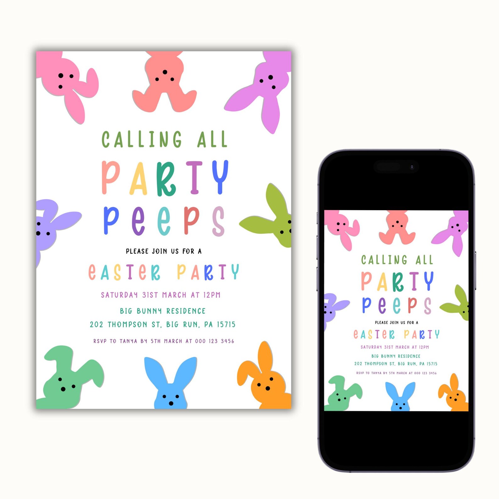 Party With My Peeps Invitation Template, Easter Invitation Template ...