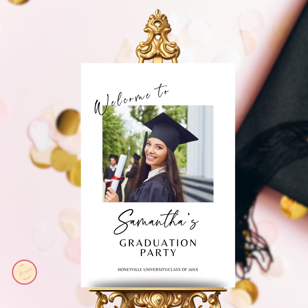 Editable Graduation Party Welcome Sign Template, Minimalist Grad Party ...