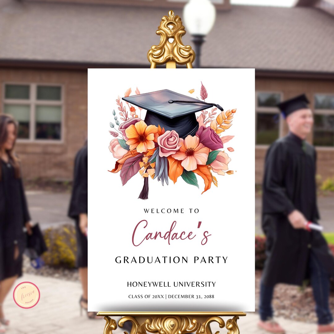 Graduation Party Welcome Poster Template, Grad Party Celebration ...