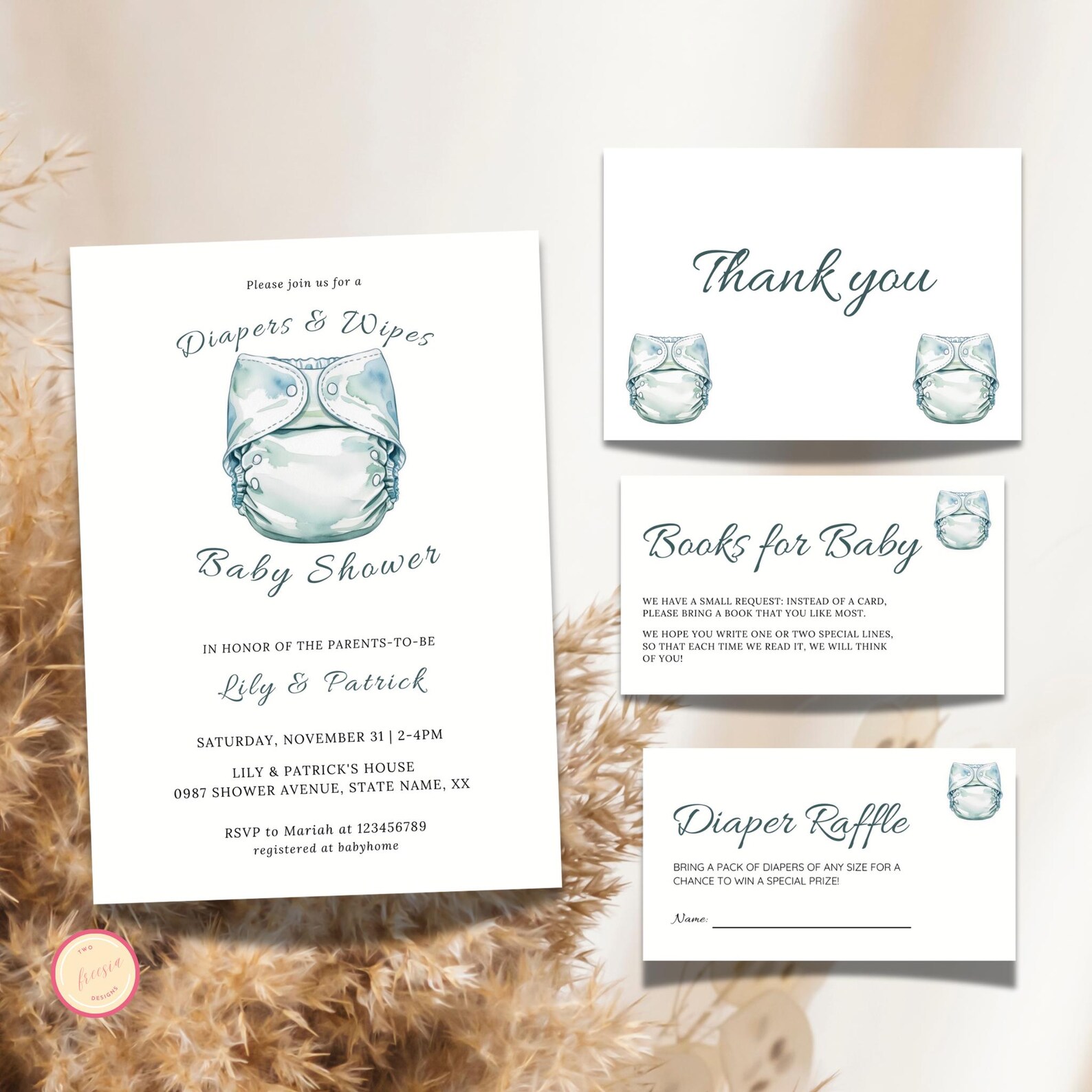 Diapers and Wipes Shower Invitation Bundle, Diaper Shower Invite ...