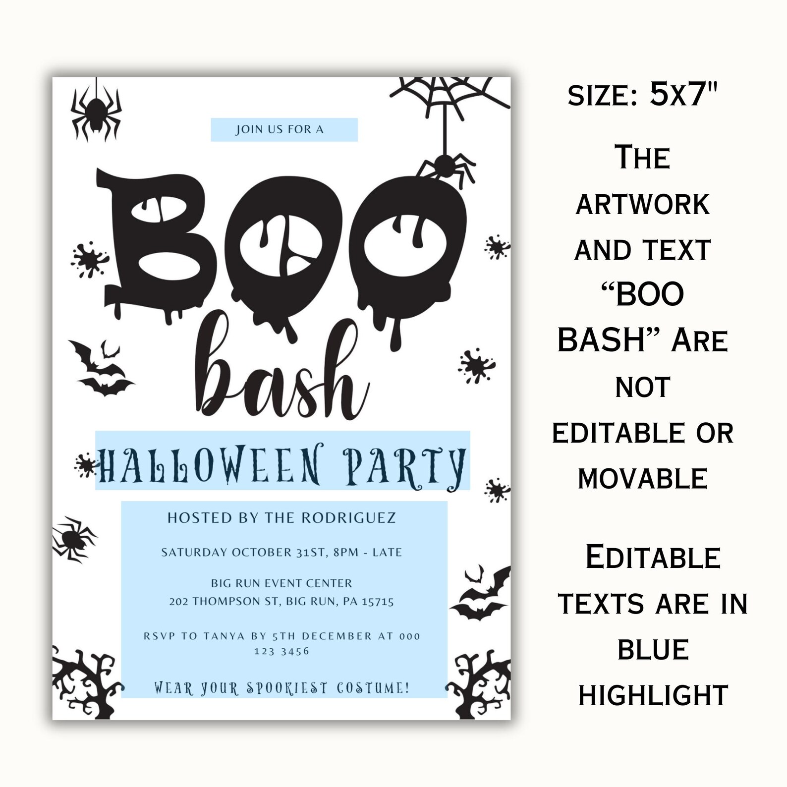 Boo Bash Halloween Party Invitation - Gothic Brunch Invite - Editable ...