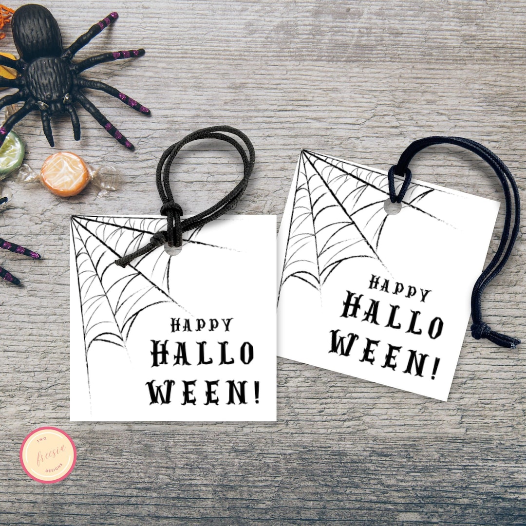 Happy Halloween Gift Tag Printable - 3x3 Cookie Label - Modern Holiday ...