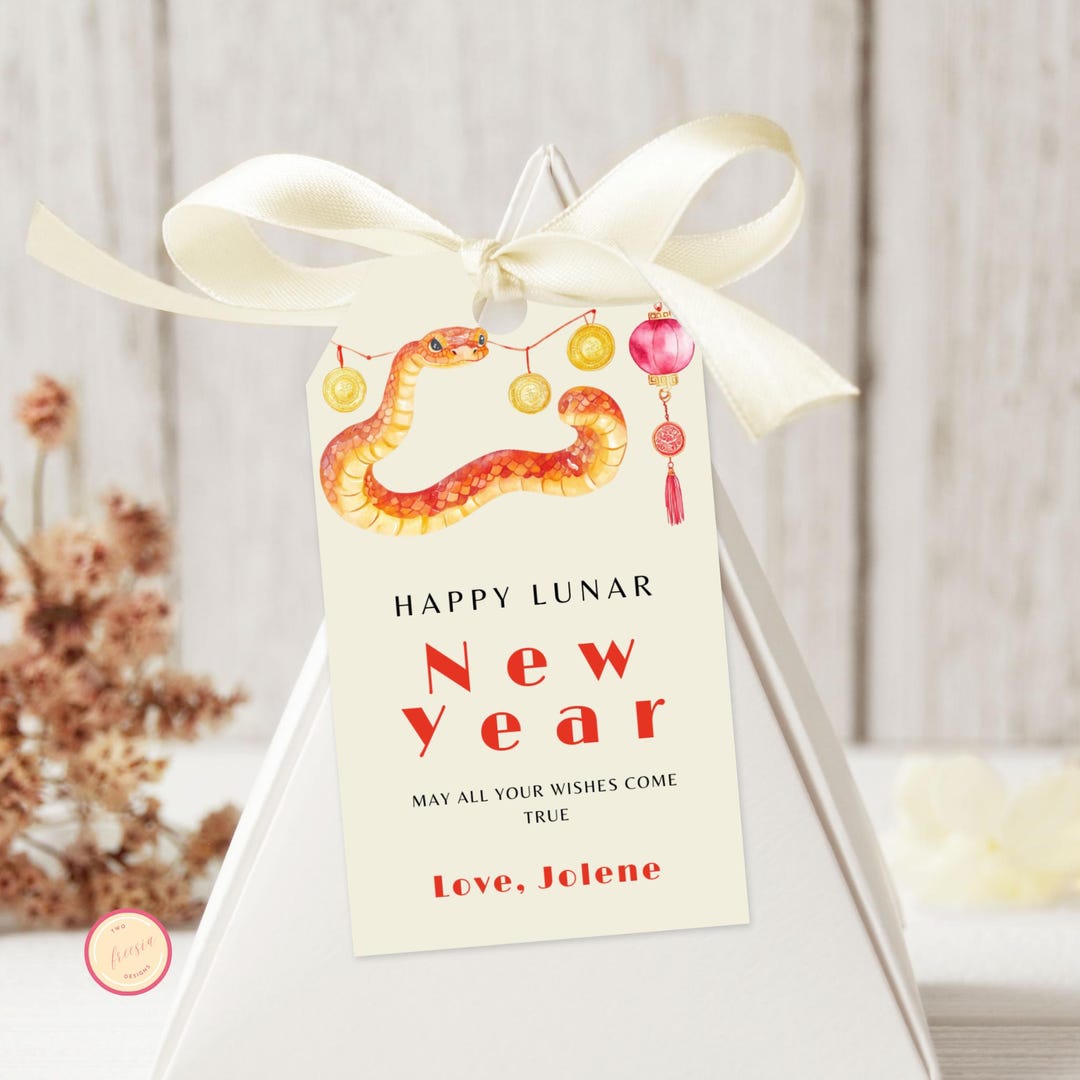 Chinese New Year Party Favor Tag, Editable Year of the Snake Lunar New ...