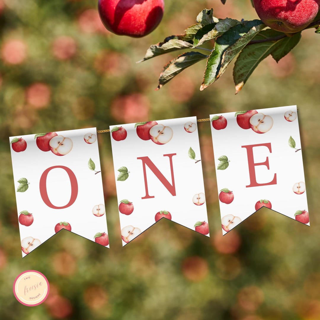 Editable Apple Birthday Decor - High Chair Banner - 1st Apple Birthday ...