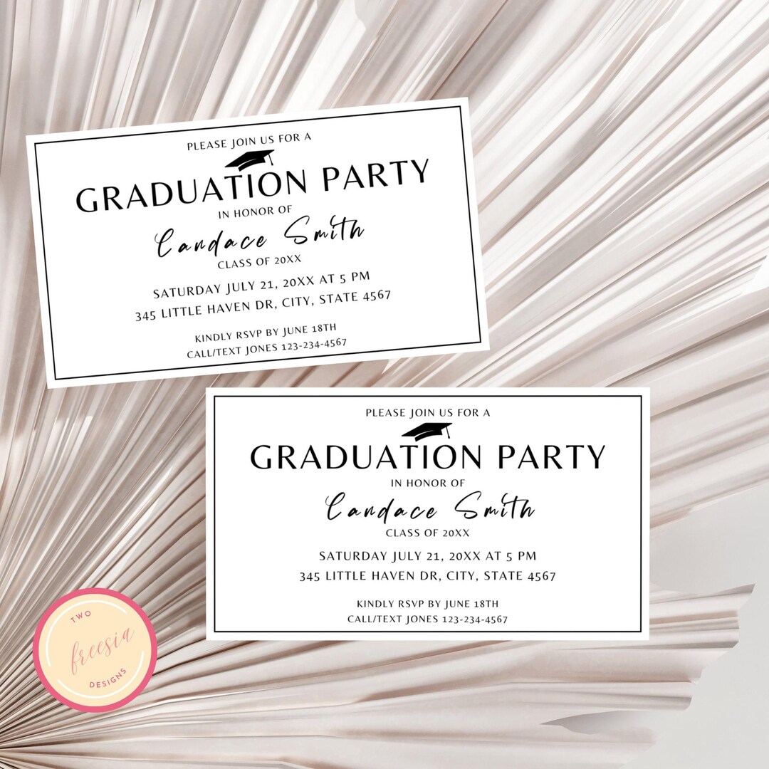 Graduation Party Invitation Insert Card - Mini Grad Invitation Template ...