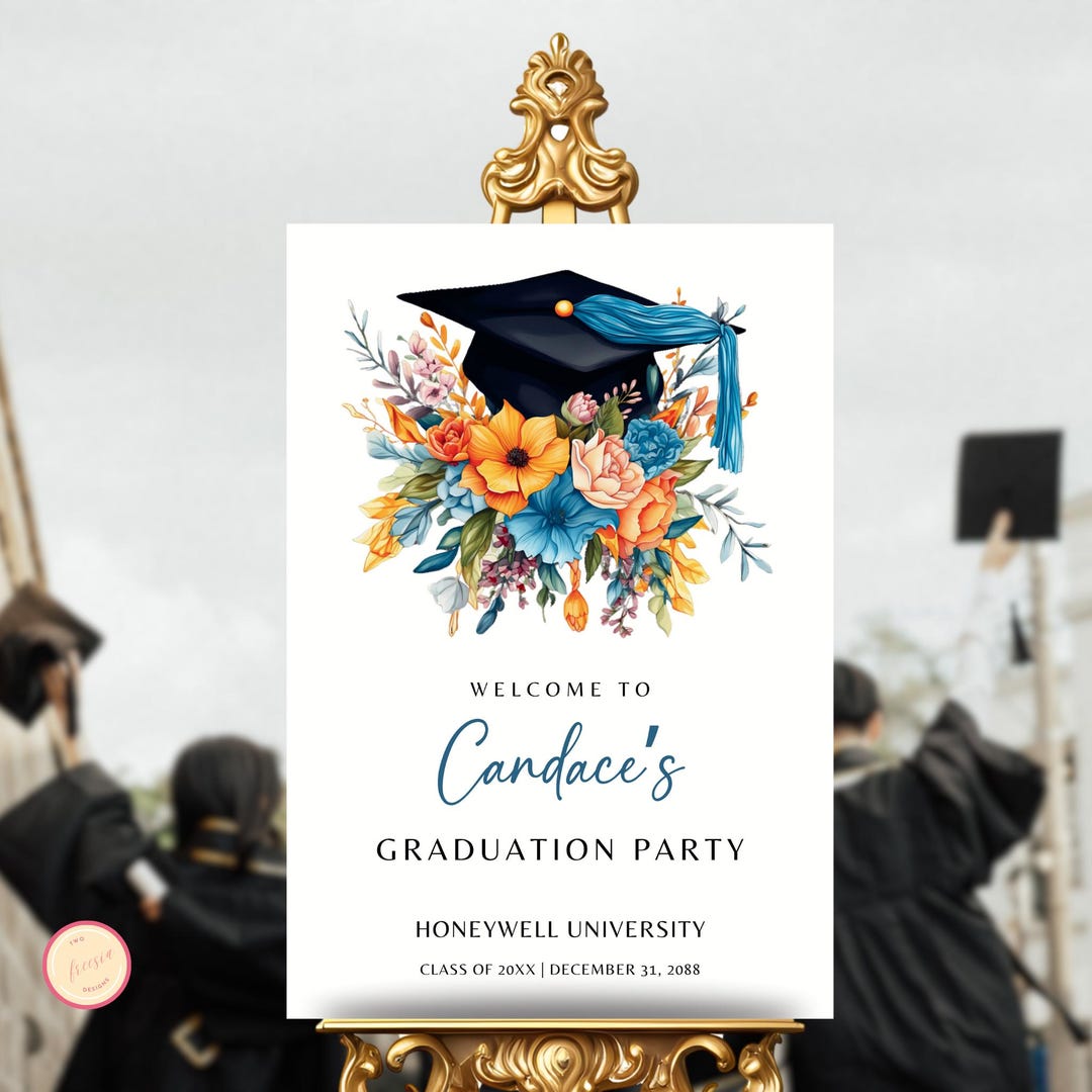 Graduation Party Welcome Poster Template, Grad Party Celebration ...